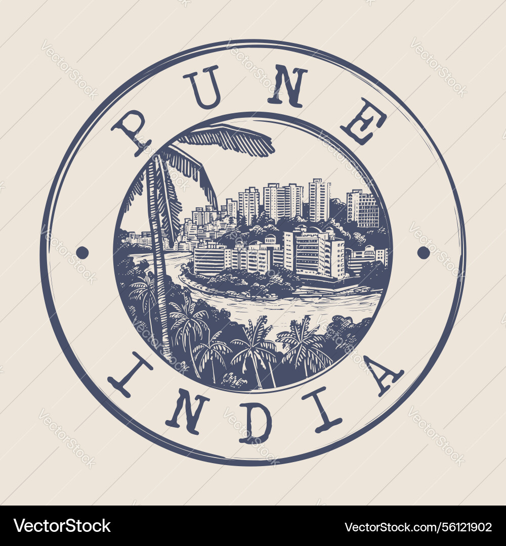 Pune india stamp city postmark Royalty Free Vector Image