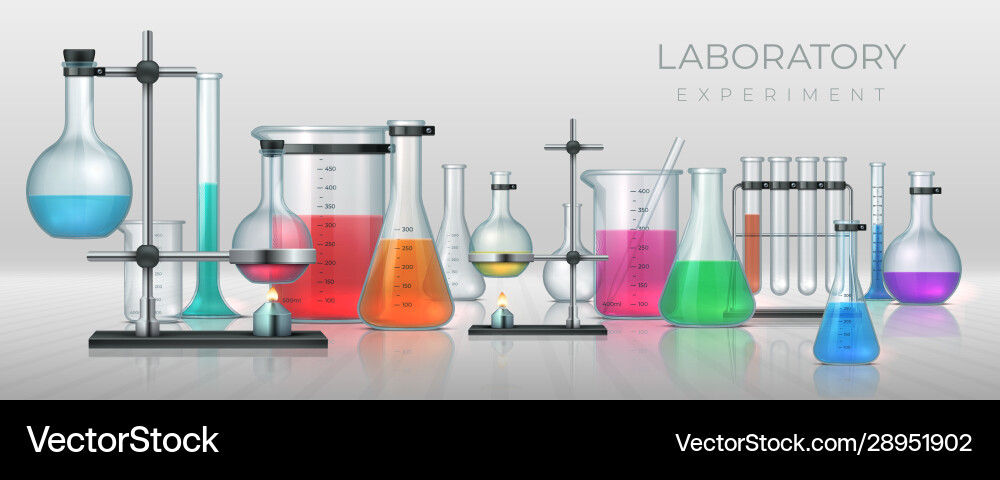 Realistic laboratory chemistry lab equipment 3d Vector Image