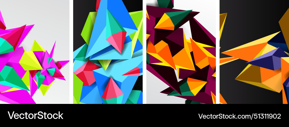Set of triangle geometric low poly 3d shapes Vector Image