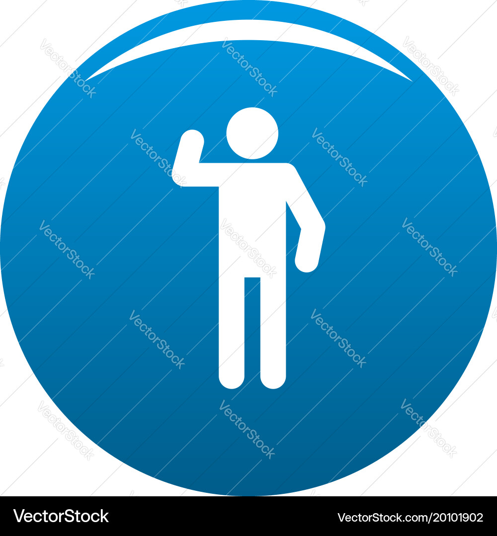 Stick figure stickman icon blue Royalty Free Vector Image