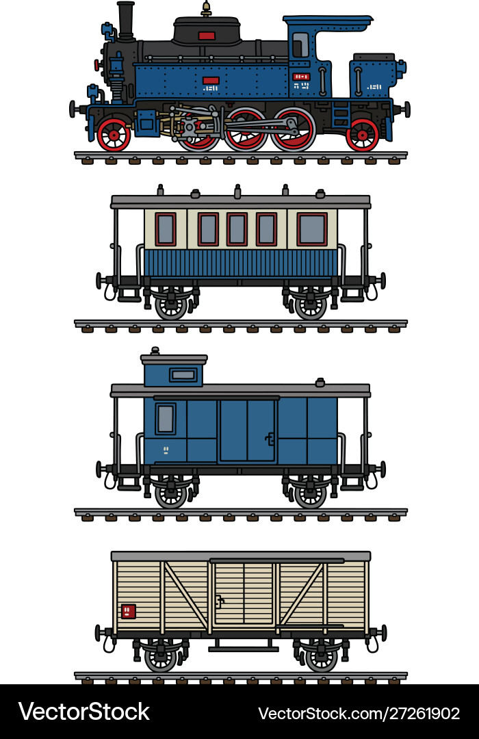 Vintage blue steam train Royalty Free Vector Image