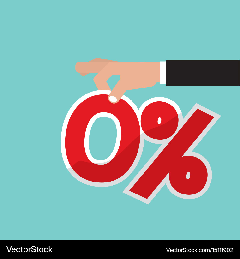 Zero percent interest Royalty Free Vector Image