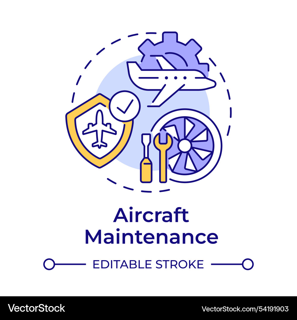 Aircraft maintenance multi color concept icon Vector Image