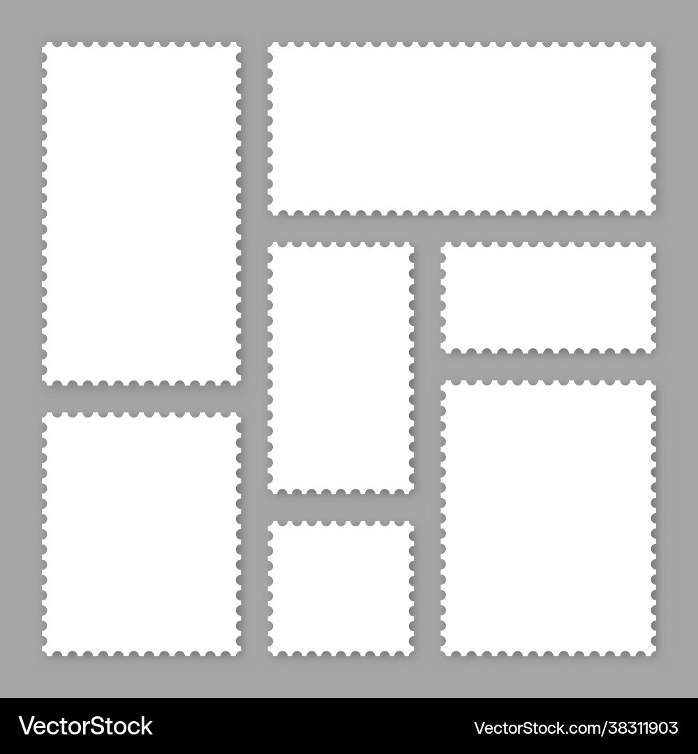 Blank white postage stamps collection sticky Vector Image