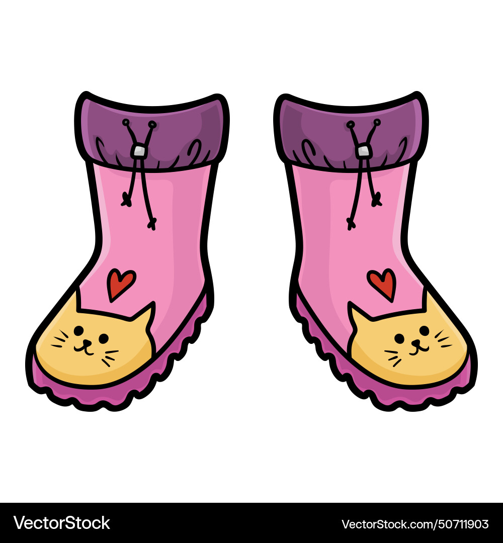 Cartoon for kids rubber boots with a cat Vector Image