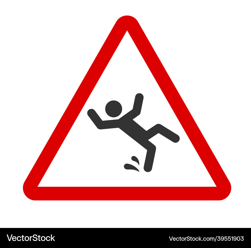Caution wet floor sign a man falling down icon Vector Image