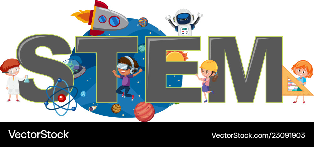 Children with stem logo Royalty Free Vector Image