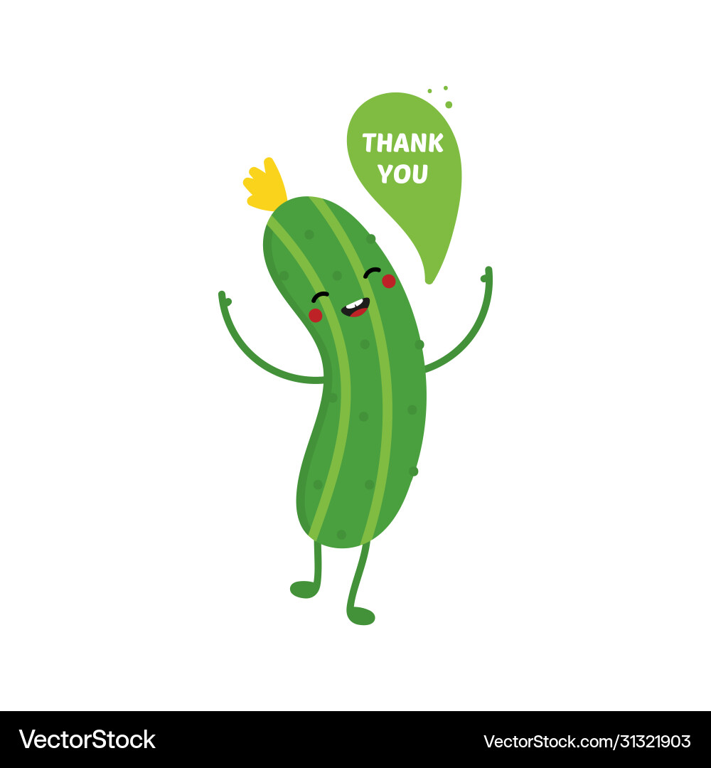Cucumber character saying thank you Royalty Free Vector
