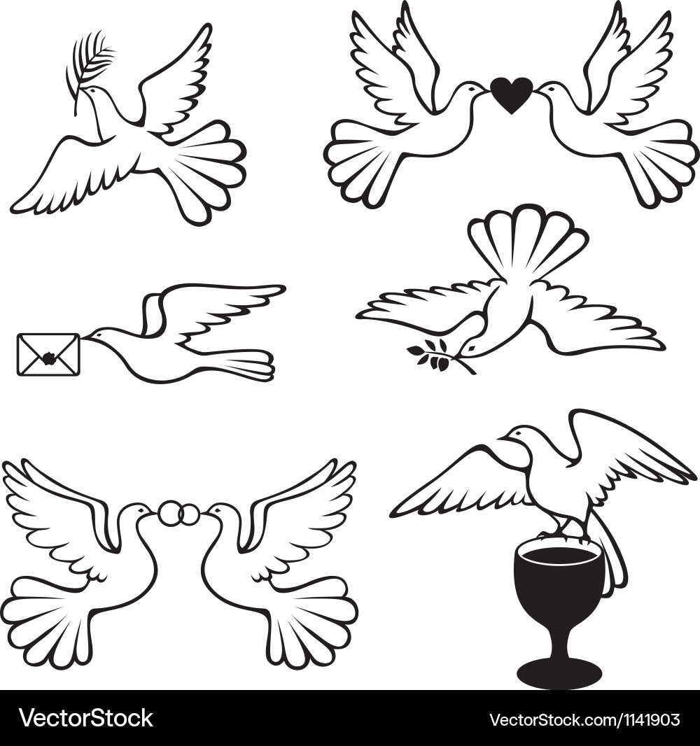 Dove set Royalty Free Vector Image - VectorStock