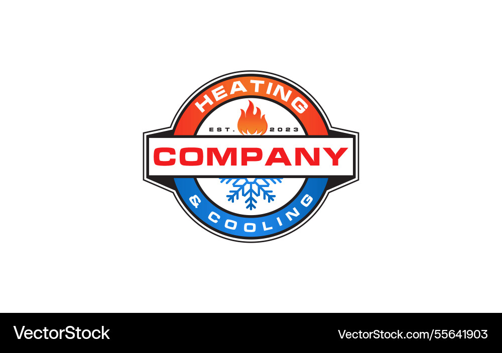 Emblem badge hvac logo design refrigeration Vector Image