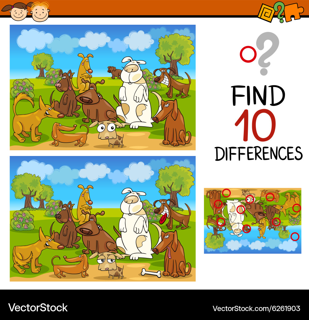 Find differences cartoon task Royalty Free Vector Image