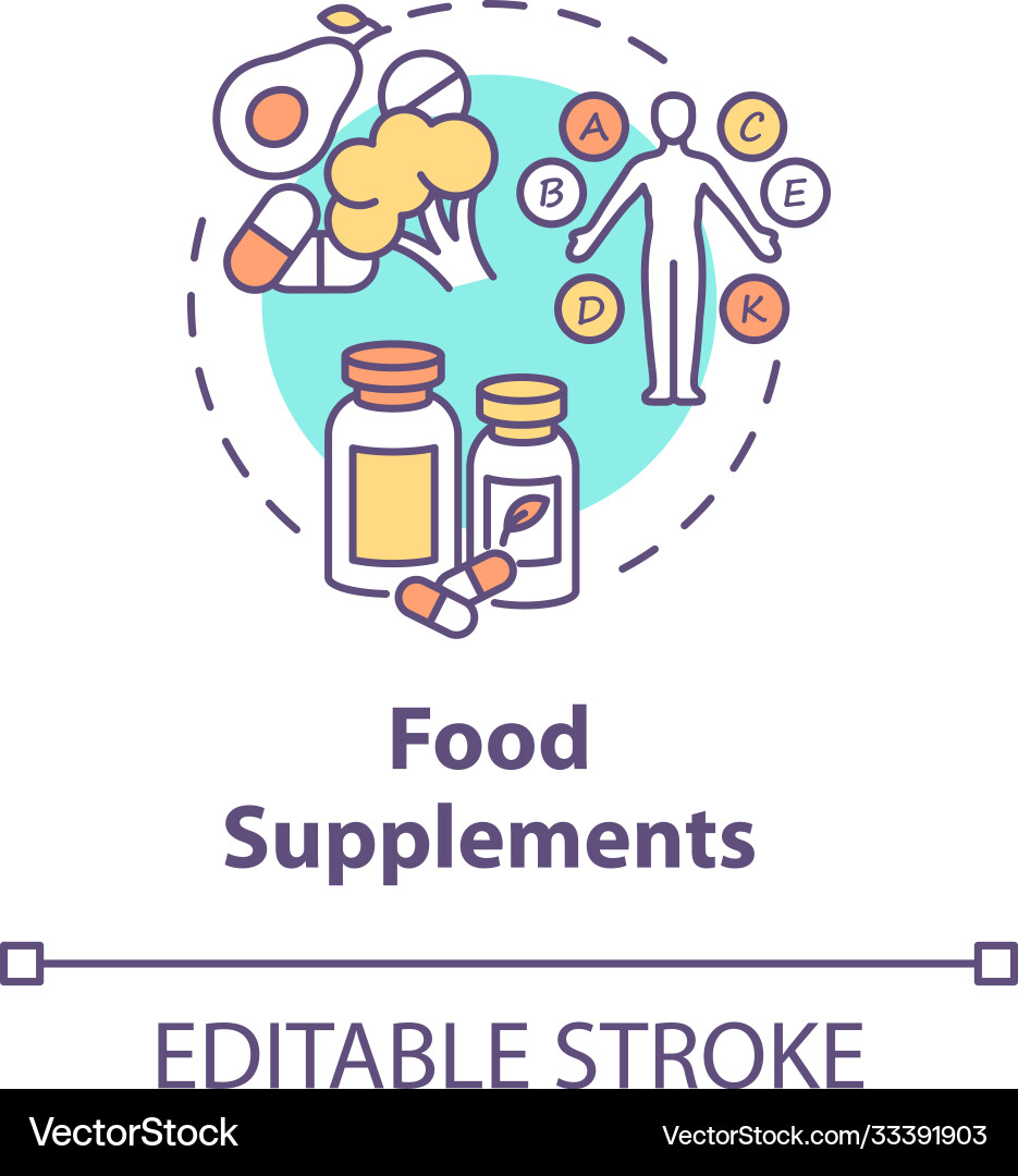Food supplements concept icon Royalty Free Vector Image