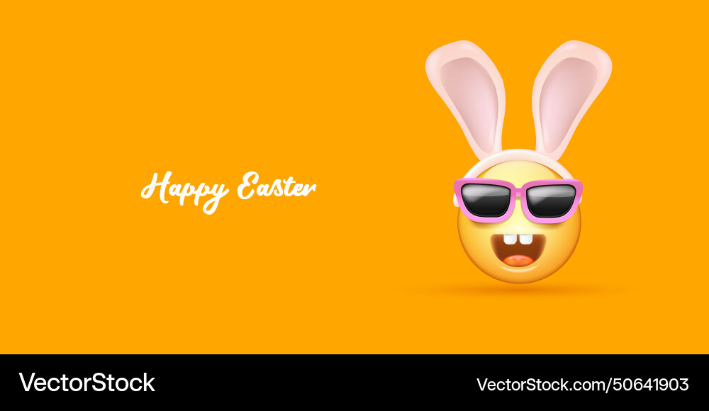 Happy easter funny horizontal banner with cartoon Vector Image