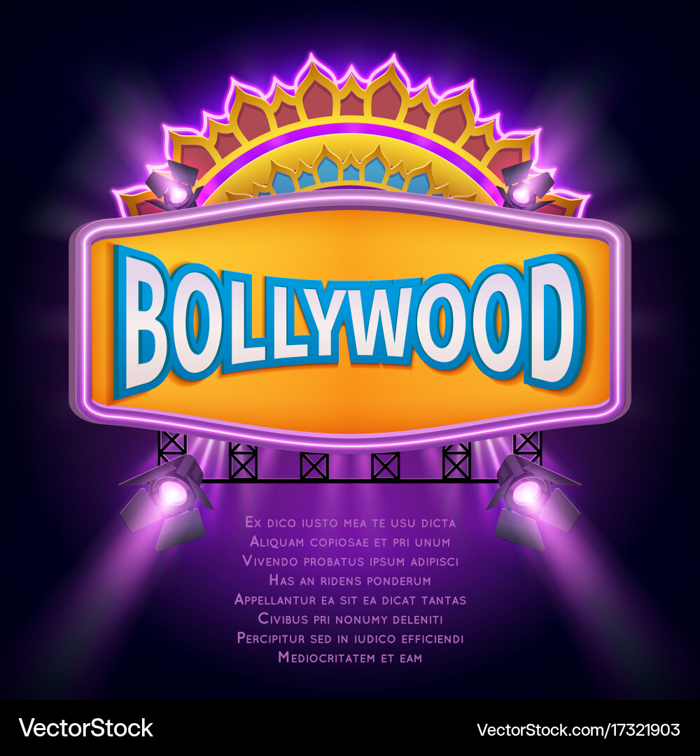 Indian bollywood cinema sign board Royalty Free Vector Image