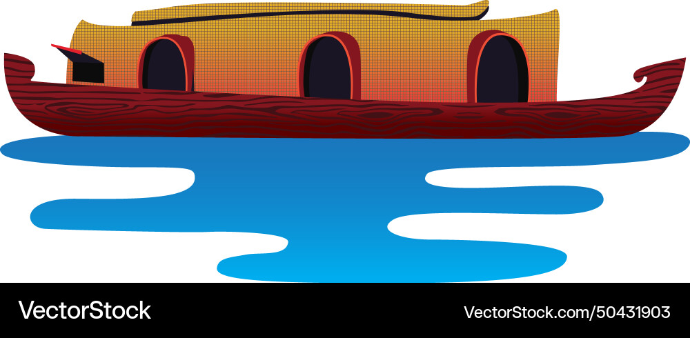 Kerala boat in water isolated Royalty Free Vector Image