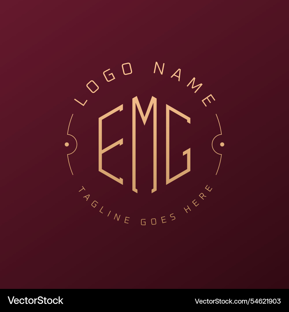 Luxury emg logo design elegant letter Royalty Free Vector