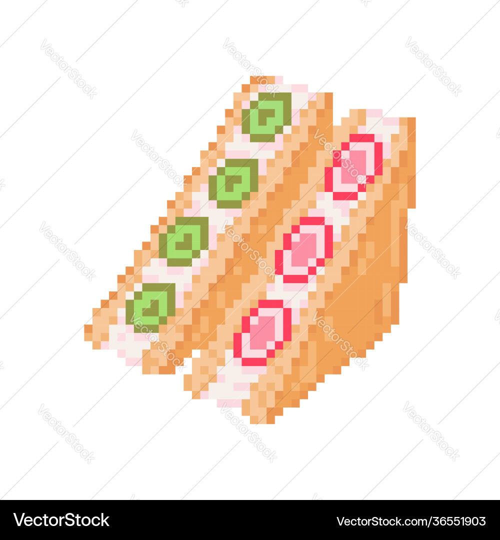 Pixel art sweet sandwich icon Royalty Free Vector Image