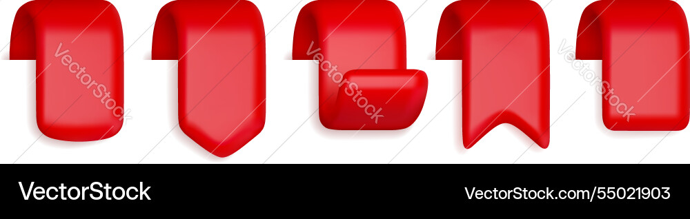 Red ribbon bookmark set Royalty Free Vector Image