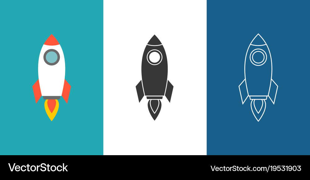 Rocket Icon - Outline Royalty Free Vector Image