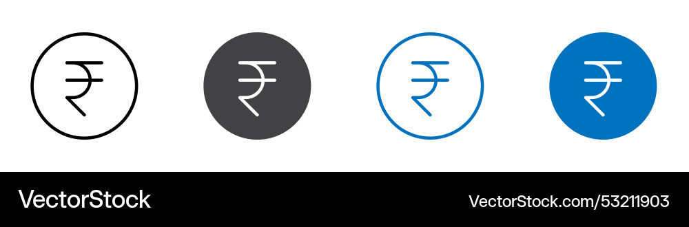 Rupee icon flat editable mark set Royalty Free Vector Image
