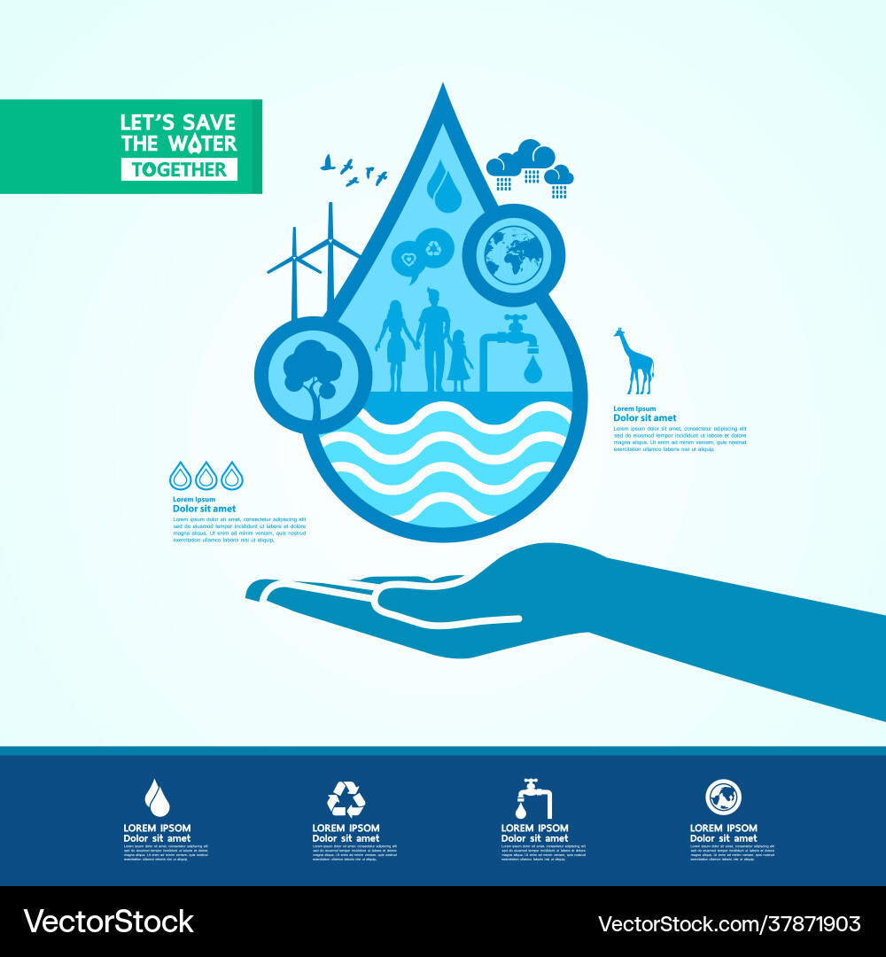 Save water for green ecology world Royalty Free Vector Image