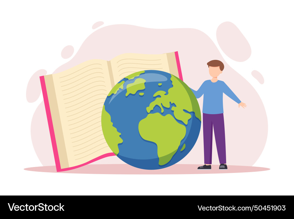 World book day flat design Royalty Free Vector Image