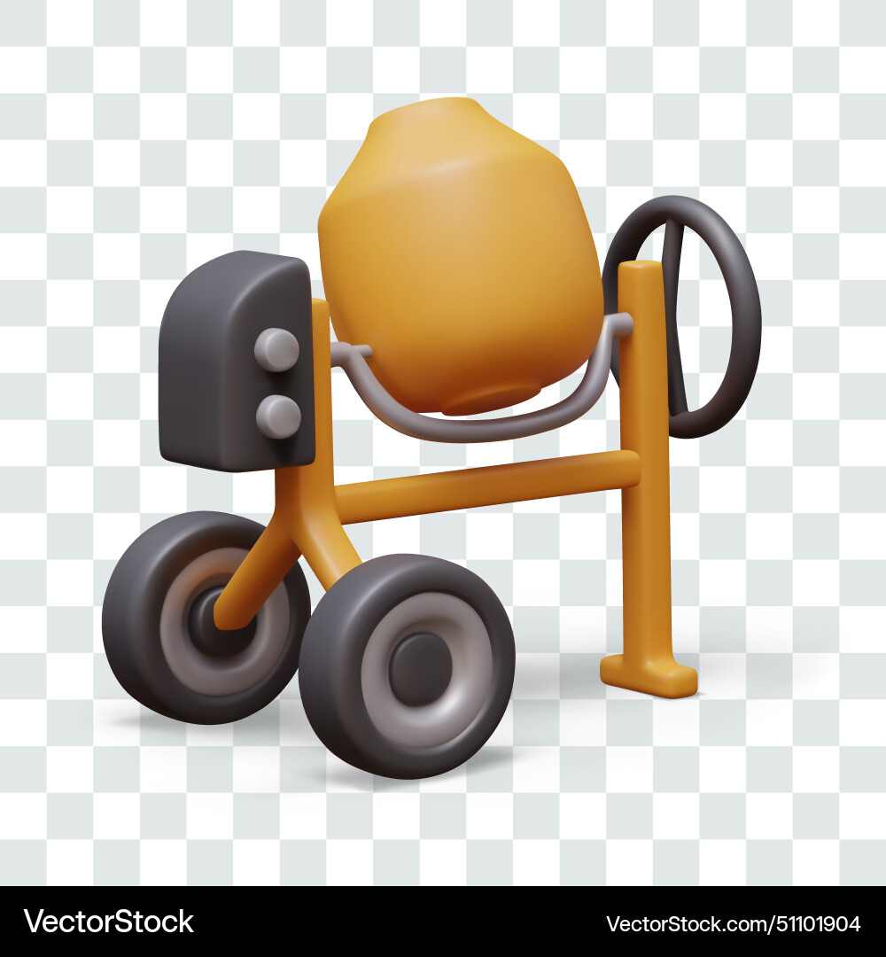 3d electric concrete mixer side view Royalty Free Vector