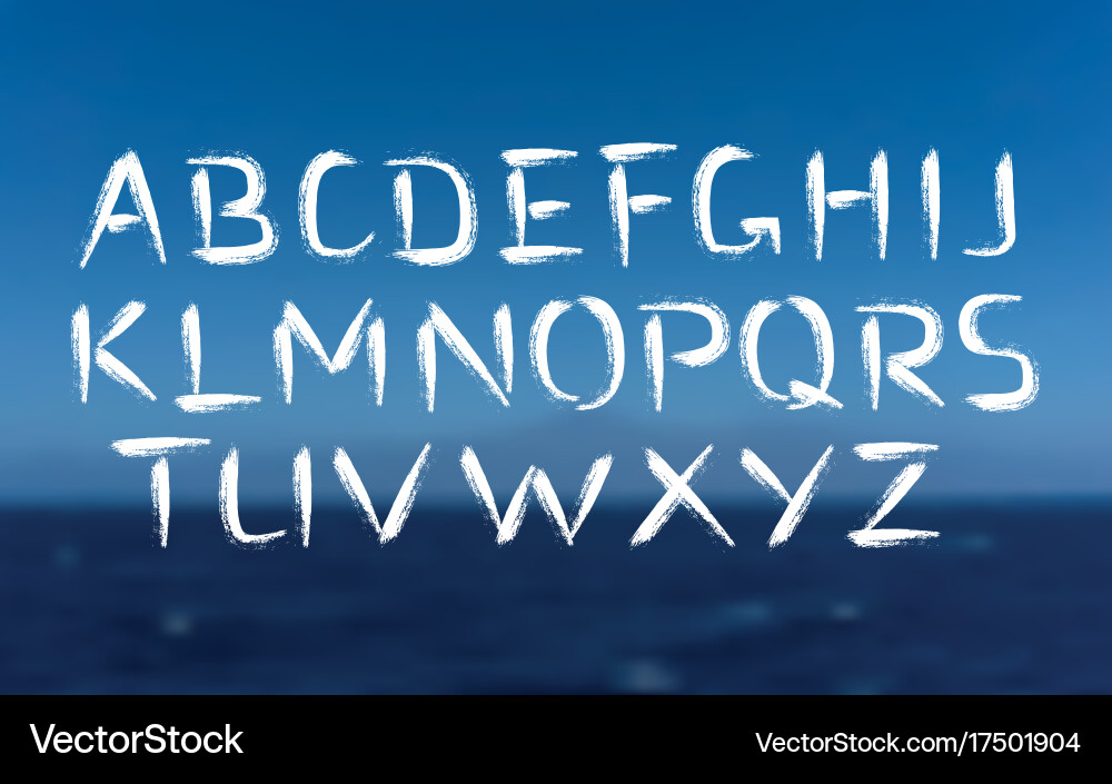 Brush font bold letters on sea background Vector Image