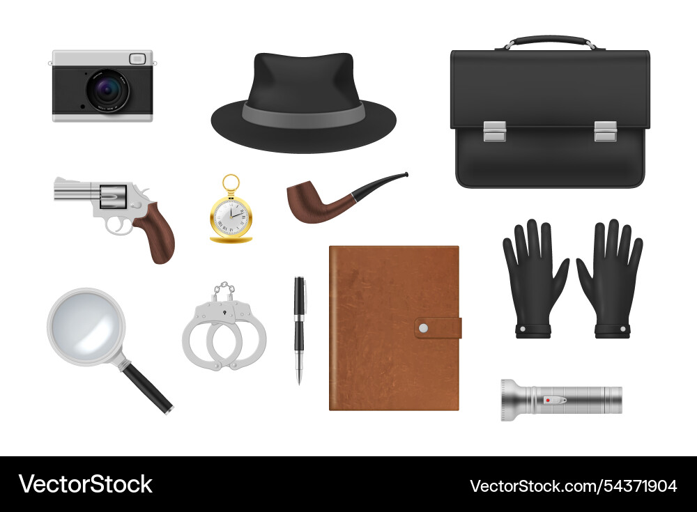 Detective equipment criminal inspector occupation Vector Image