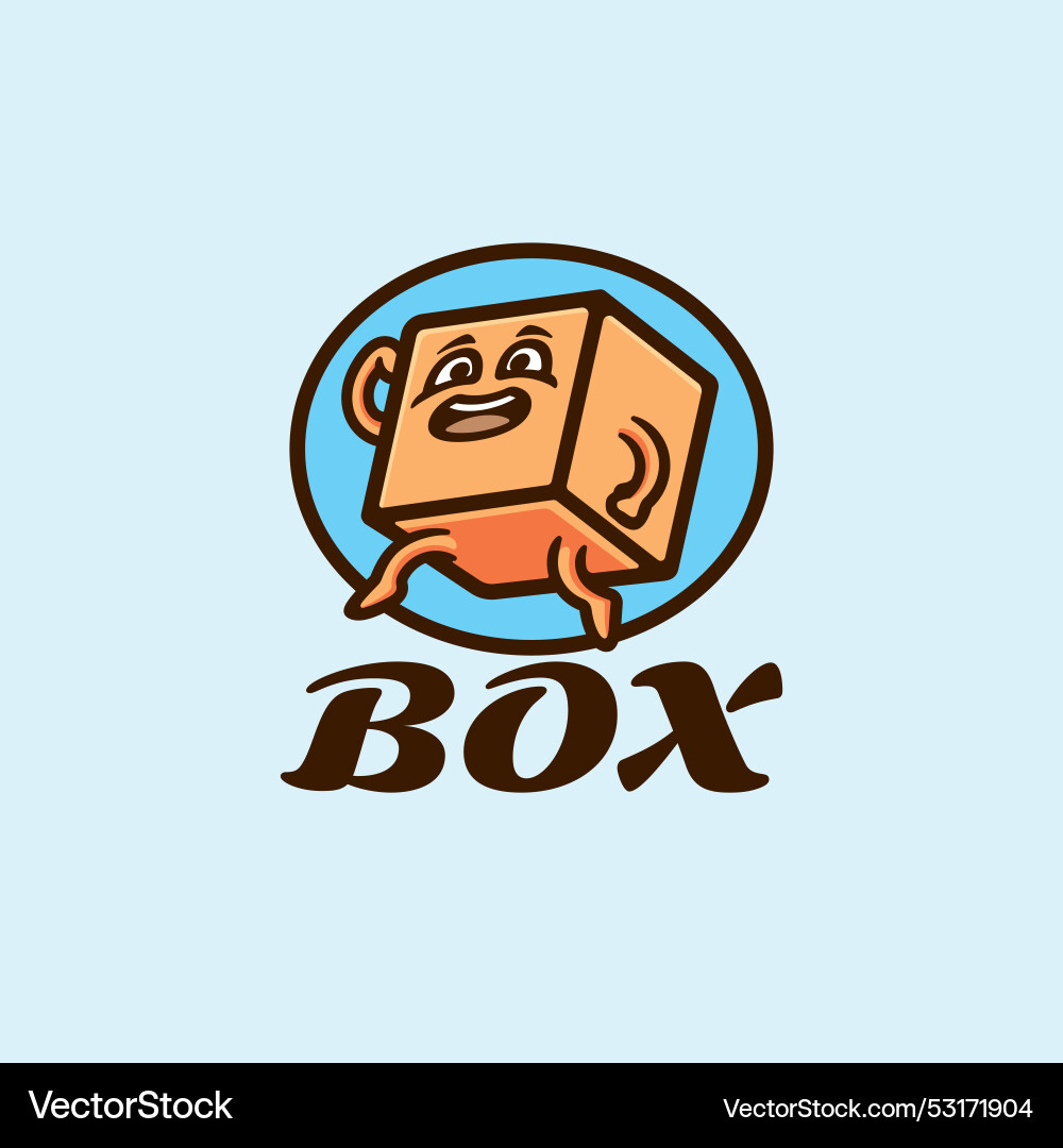 Logo cute box jumping character cartoon icon Vector Image