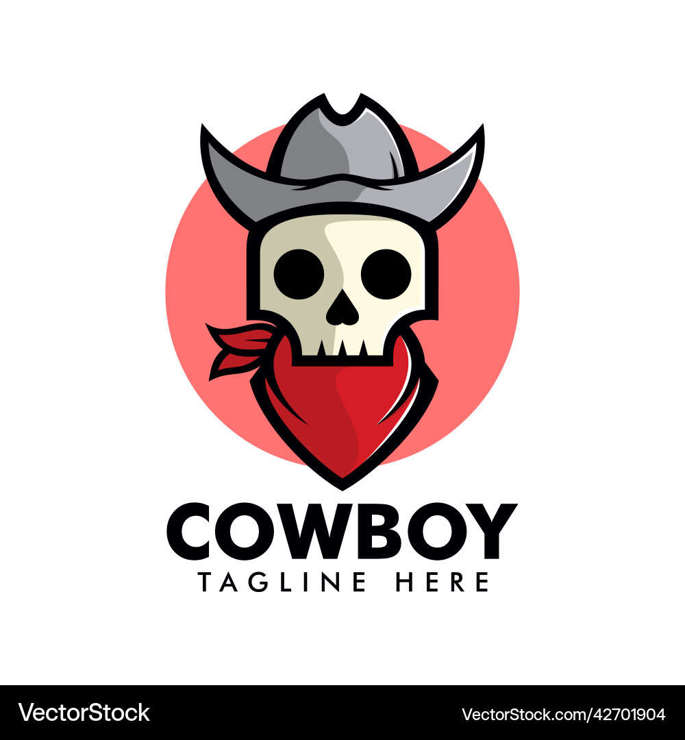 Logo skull cowboy simple mascot style Royalty Free Vector