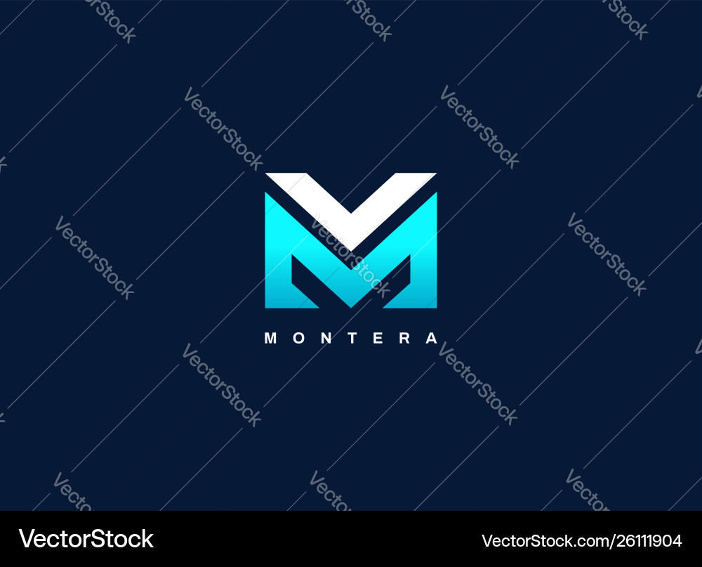 Modern letter type mv blue logo shape Royalty Free Vector