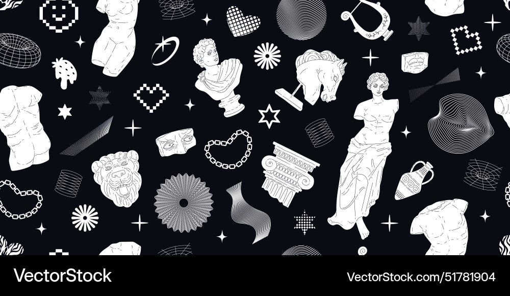 Monochrome cyberpunk retro classical y2k Vector Image