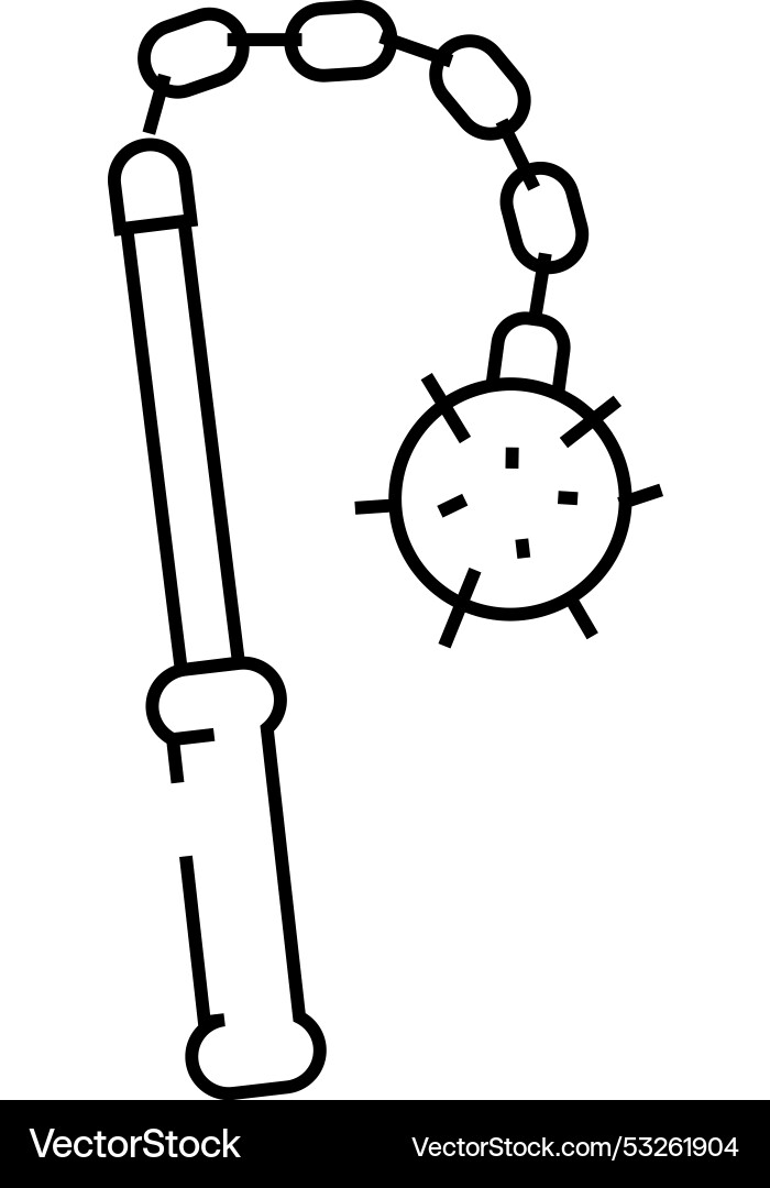 Morningstar weapon military line icon Royalty Free Vector