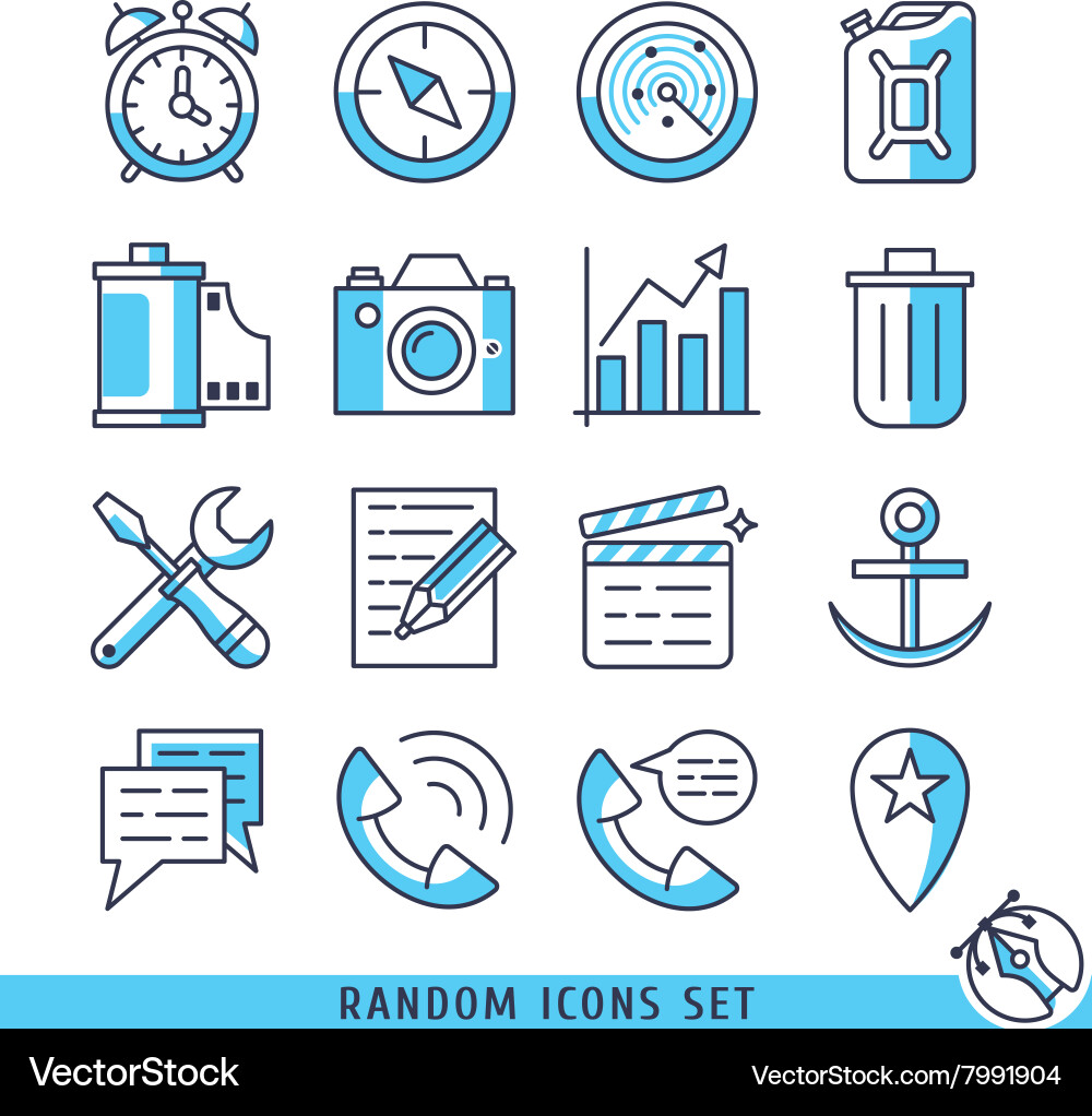 Random icons set Royalty Free Vector Image - VectorStock