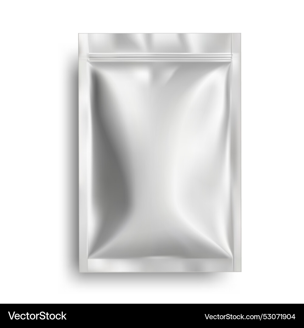 Realistic blank glossy package sachet pouch pack Vector Image