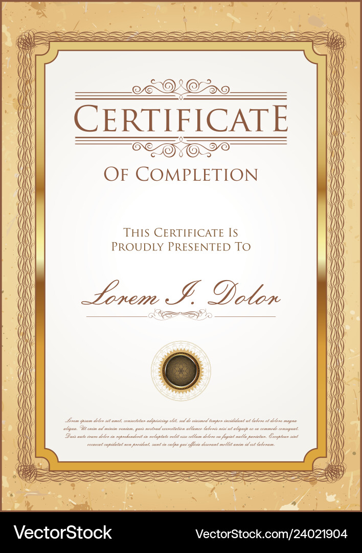 Retro Certificate Award Template Royalty Free Vector Image