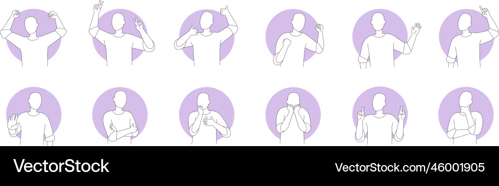 Basic body language people action posture man Vector Image