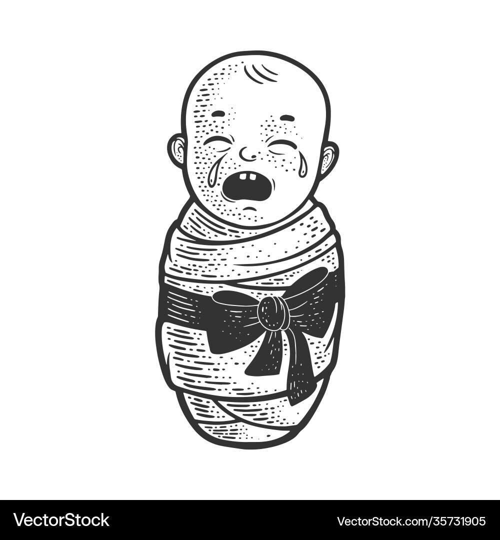 Crying baby sketch Royalty Free Vector Image - VectorStock