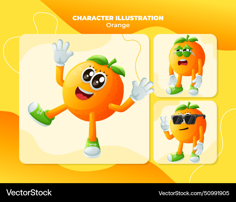 Cute orange characters with emoticon faces Vector Image