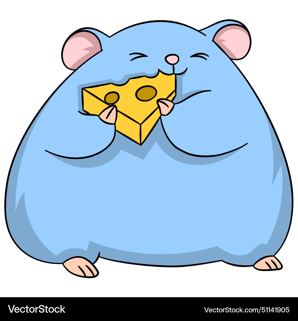 Fat mice are eating cheese snacks at night Vector Image