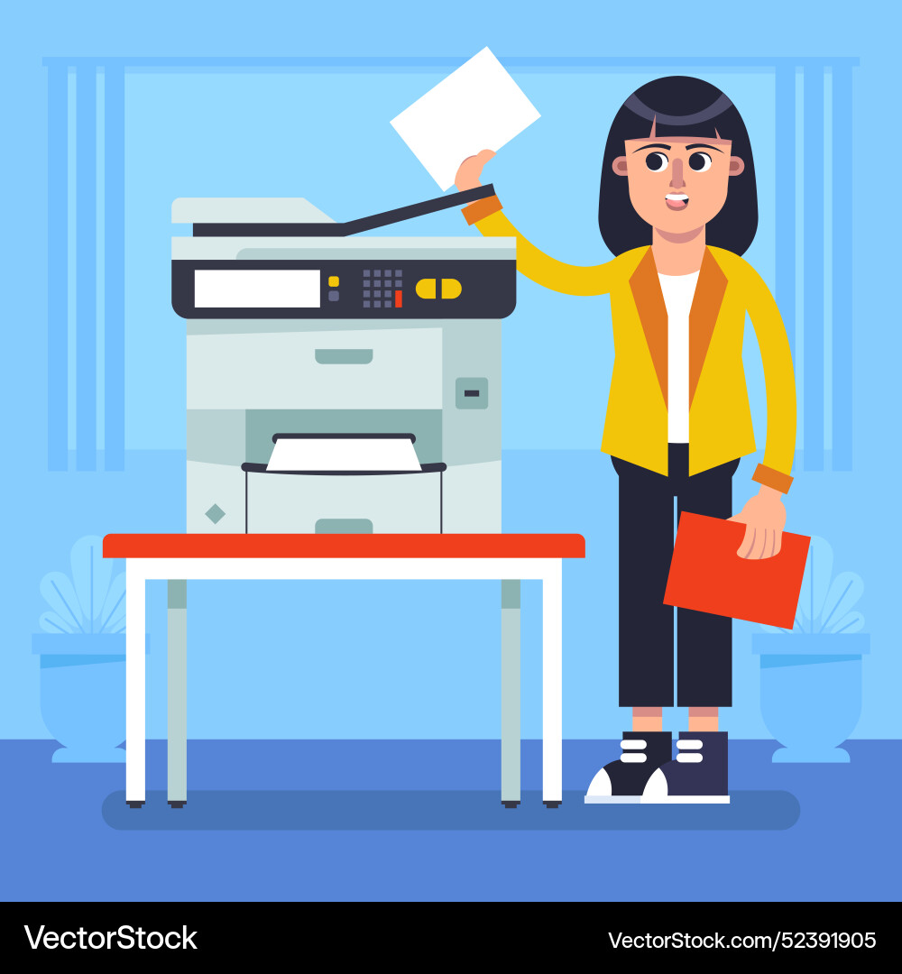 Flat design office printer Royalty Free Vector Image