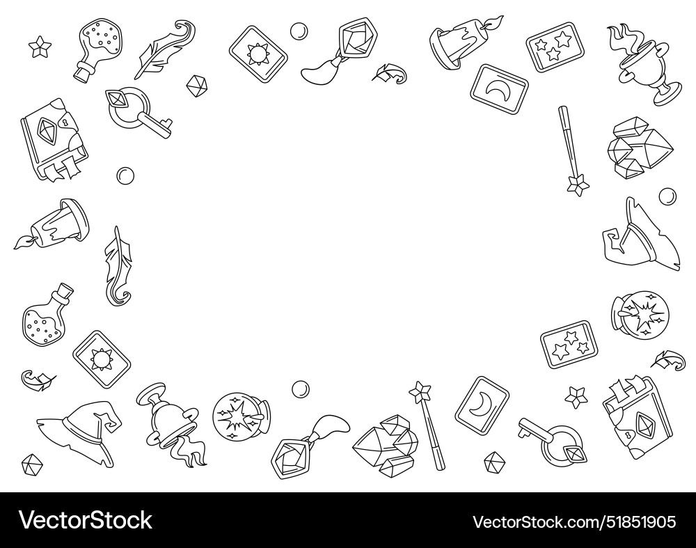 Frame with magic items witchcraft alchemy mystery Vector Image