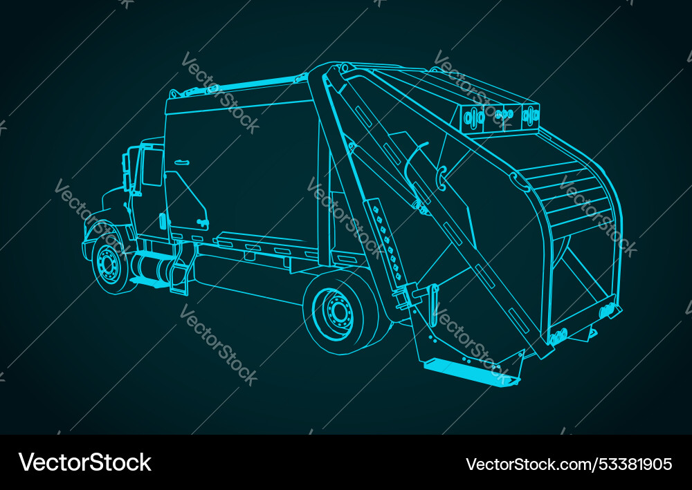 Garbage truck blueprint Royalty Free Vector Image