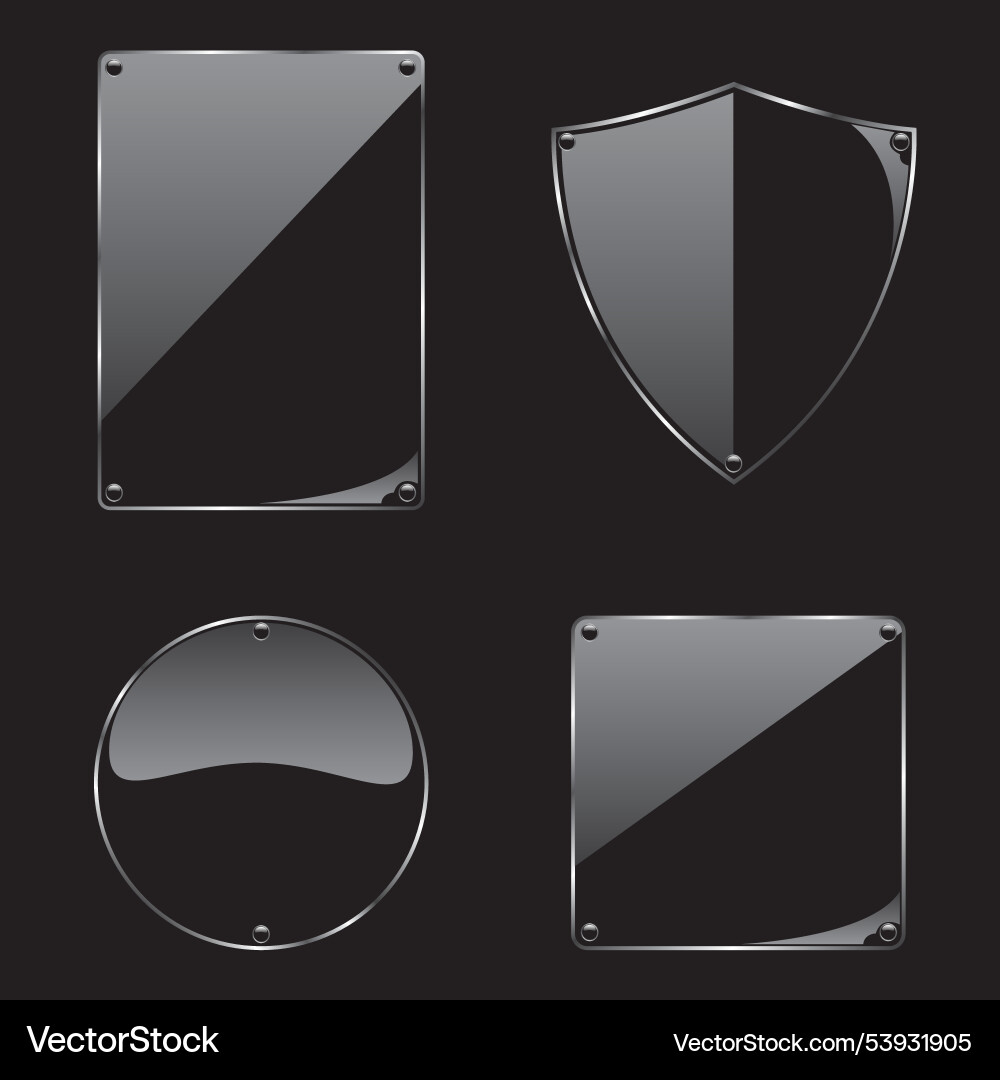 Glass frame on black background collection Vector Image