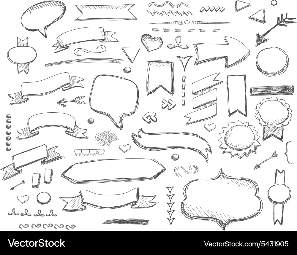 Hand drawn sketch elements Royalty Free Vector Image
