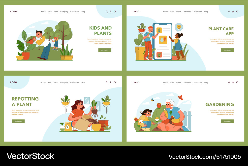 Indoor plant care set flat Royalty Free Vector Image
