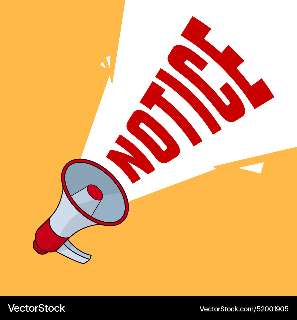 Megaphone loud speaker notice alert icon Vector Image