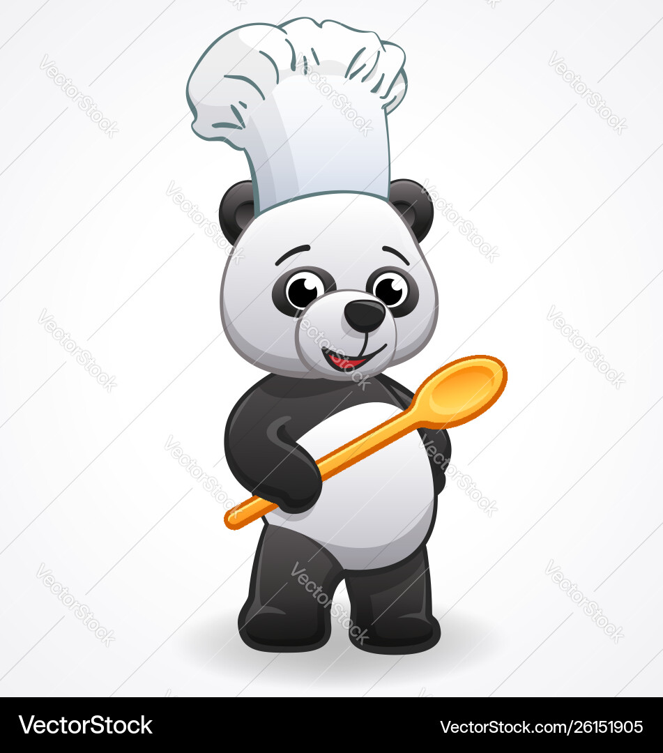 Panda chef cook cartoon character Royalty Free Vector Image