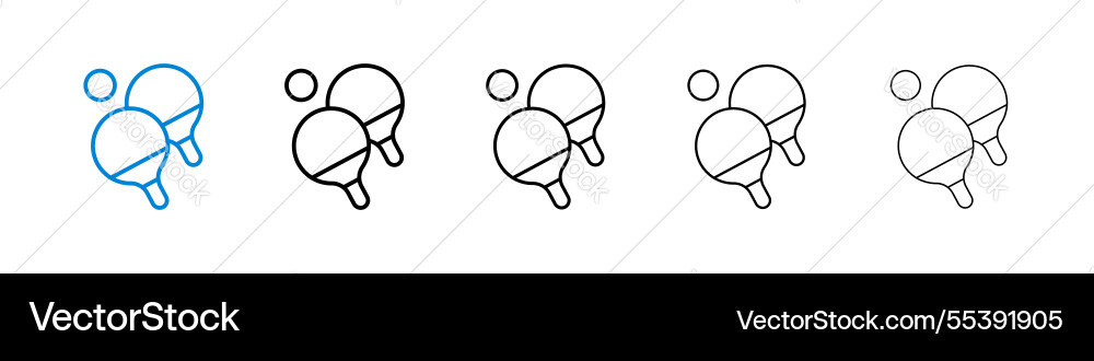 Ping pong icons in five different stroke sizes Vector Image